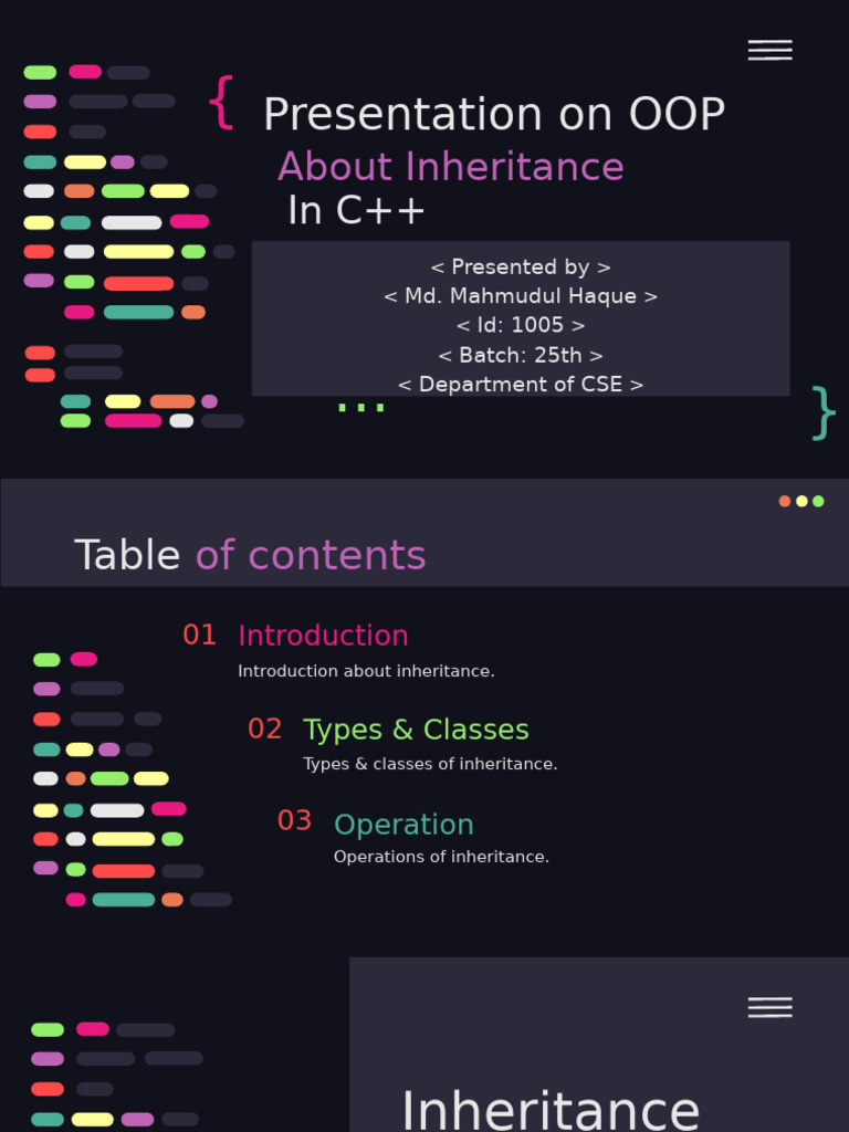 Presentation On Object Oriented Programming | PDF | Inheritance (Object ...