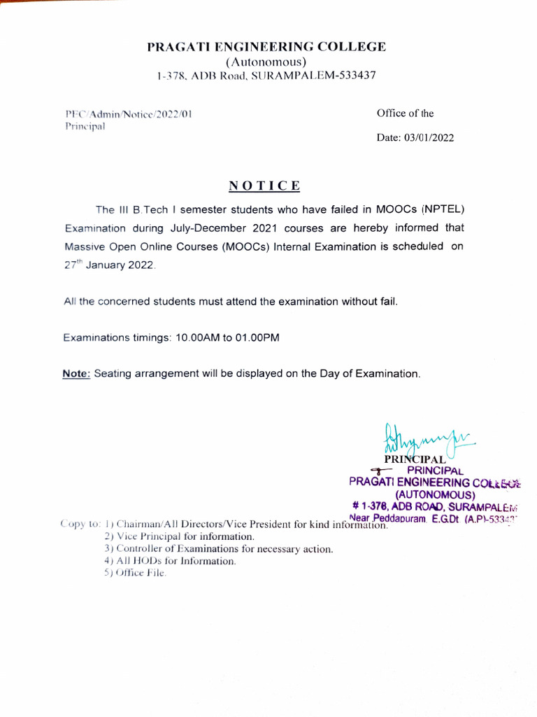 MOOCS Internal Examination circular | PDF