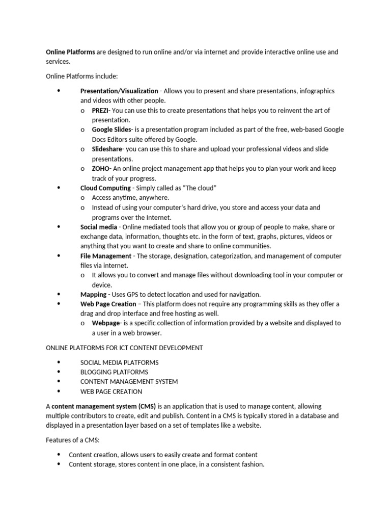 Essential Online Platforms for ICT Development | PDF | Internet ...