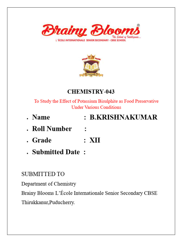 Name: B.Krishnakumar Roll Number: Grade: Xii Submitted Date | PDF