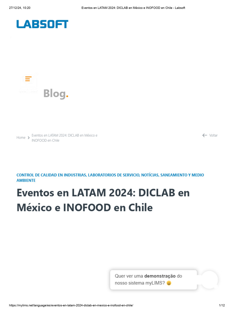 Eventos en LATAM 2024 - DICLAB en México e INOFOOD en Chile - Labsoft | PDF | America latina ...