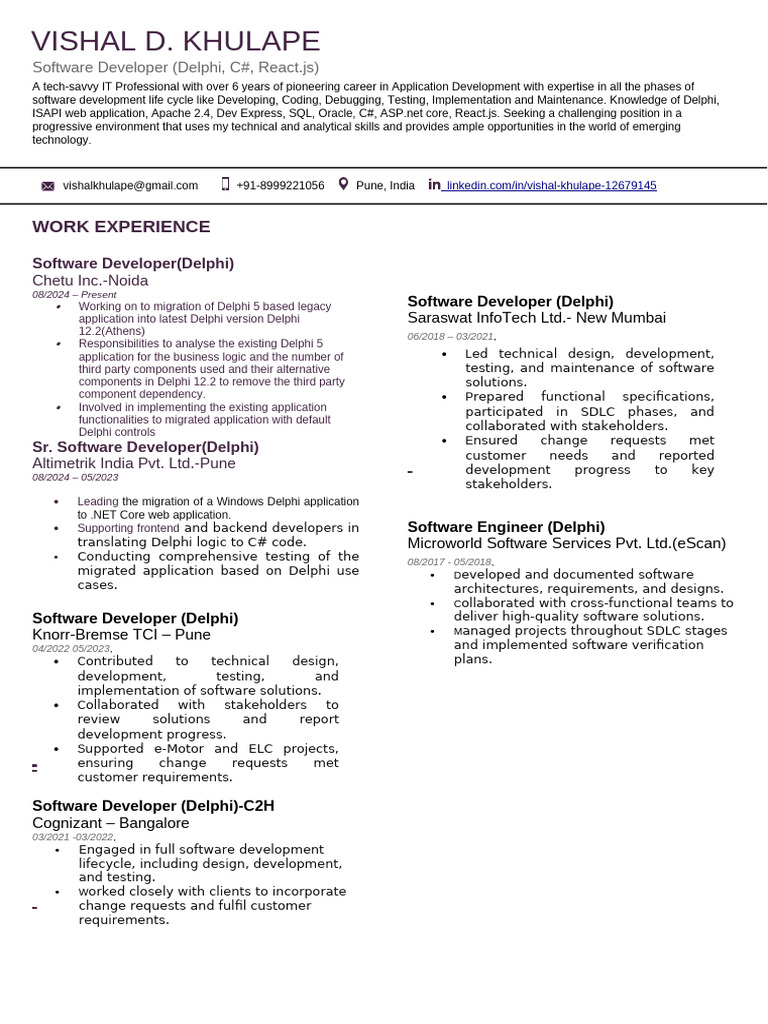 Vishal Khulape (1) | PDF | Software Development Process | Software Vishal Khulape (1) | PDF | Software Development Process | Software