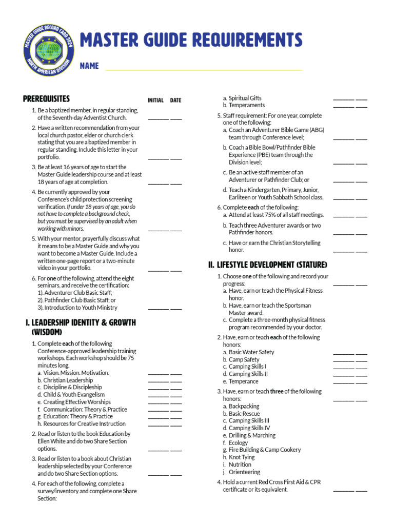 Master Guide Record Card Web Version | PDF | Seventh Day Adventist ...