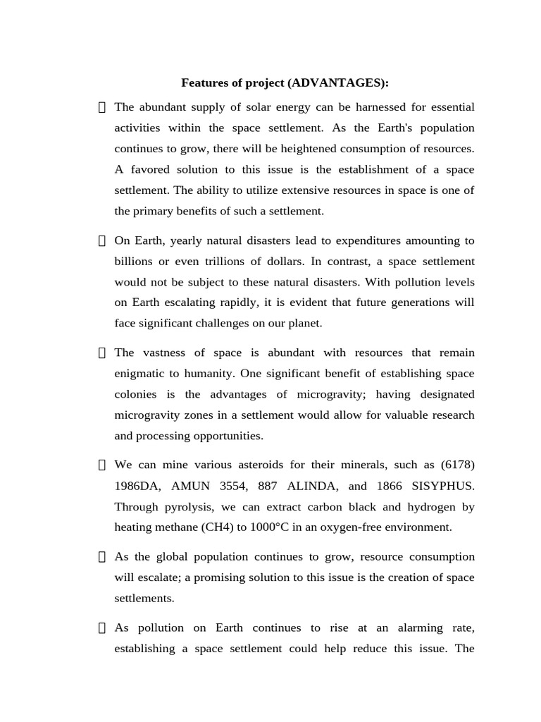 Advantages and Challenges of Space Settlements | PDF | Radiation ...