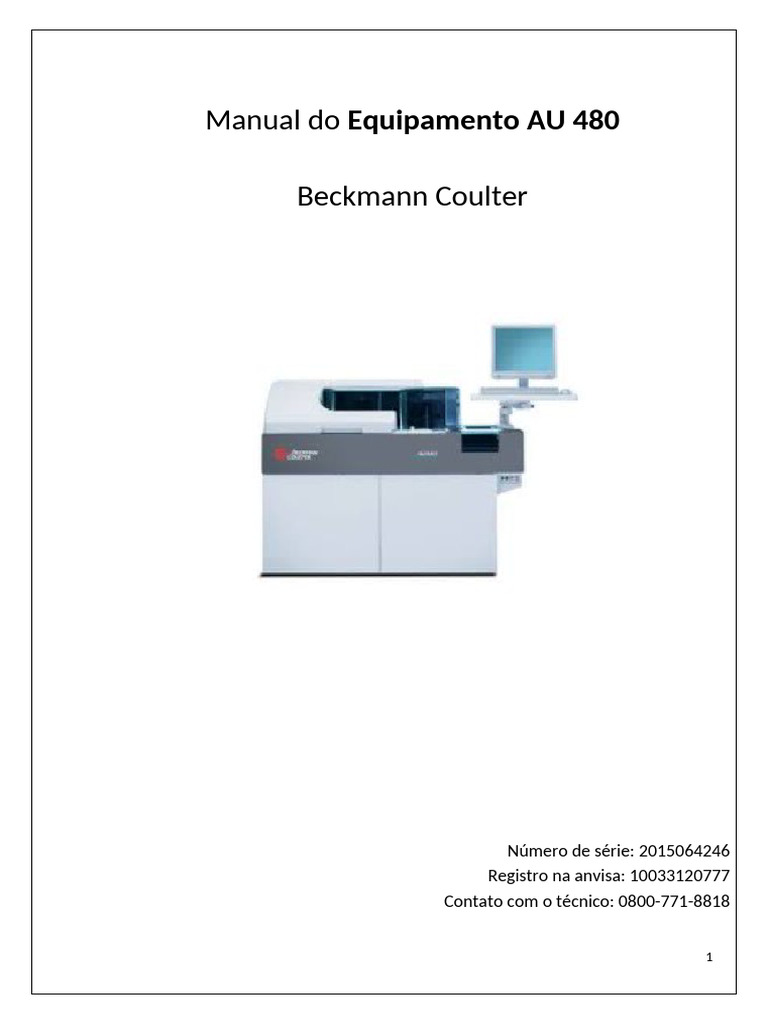 Manual de Equipamento Au480 | PDF | Estatísticas | Colesterol