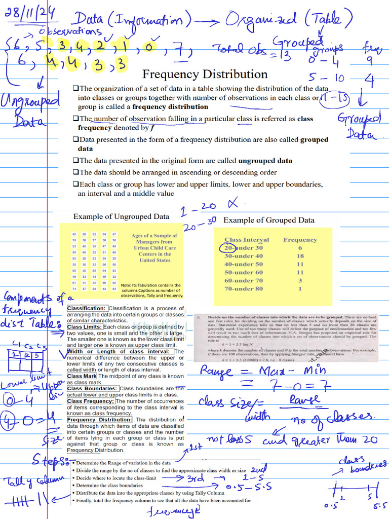 11th and 12th Week Lectures Data Frequency Distribution Etc | PDF
