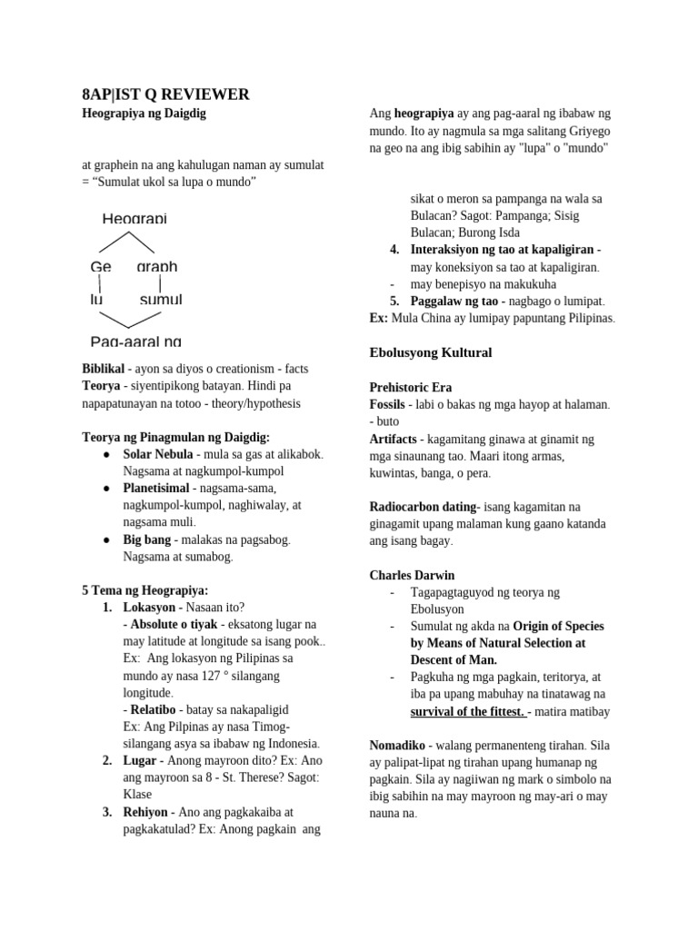 8ap - 1ST Q Reviewer | PDF