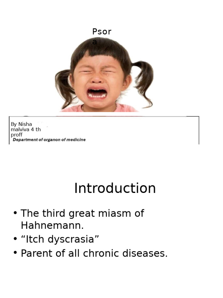 Understanding Psora: Chronic Miasm Insights | PDF | Taste | Bloating