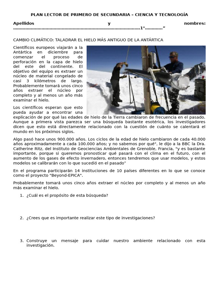 Plan Lector de Primero de Secundaria | PDF