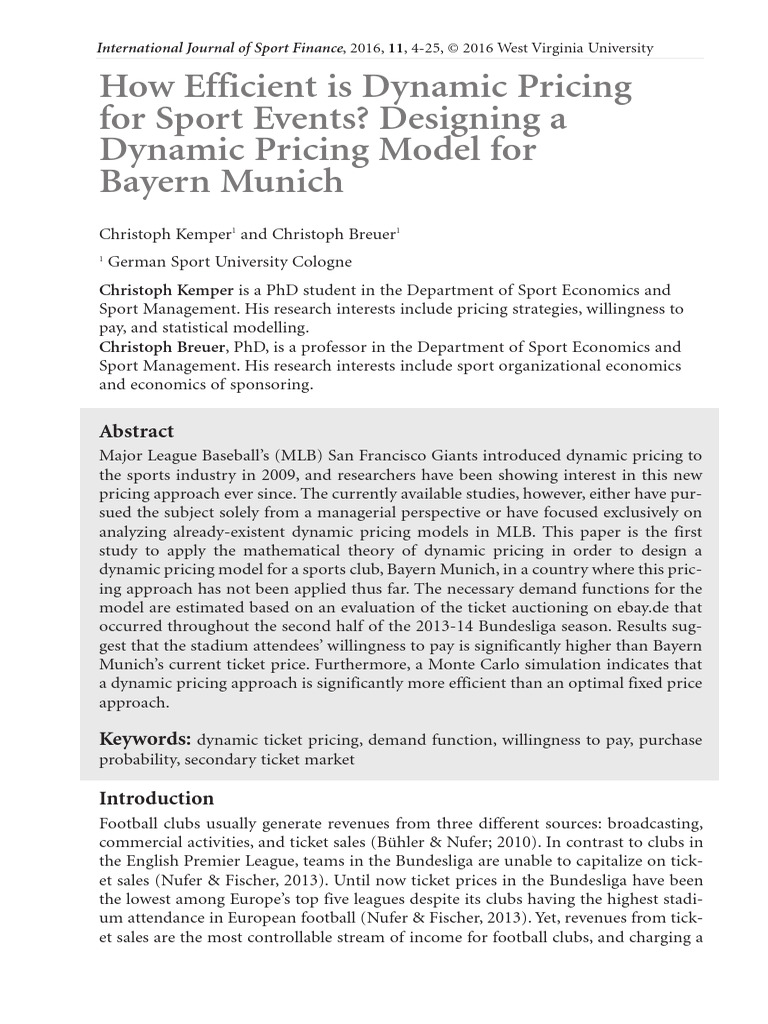 How Efficient Is Dynamic Pricing For Sport Events - Designing A Dynamic ...