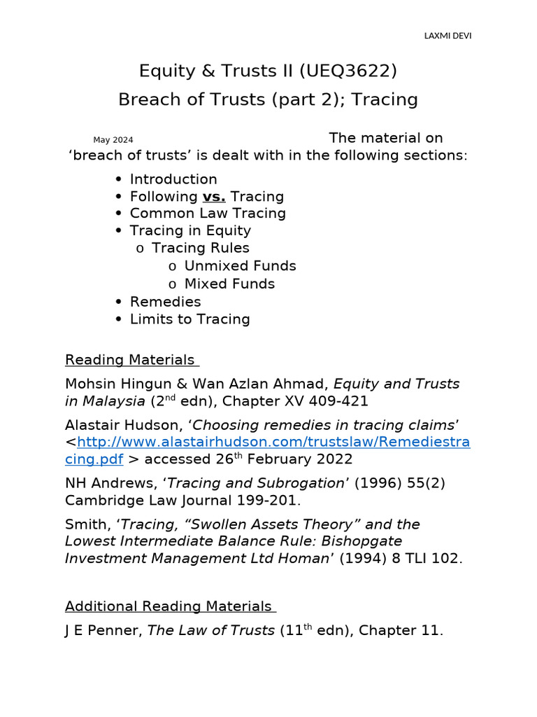 BoT Prt 2 Handout (1) | PDF | English Trust Law | Civil Law (Legal System)