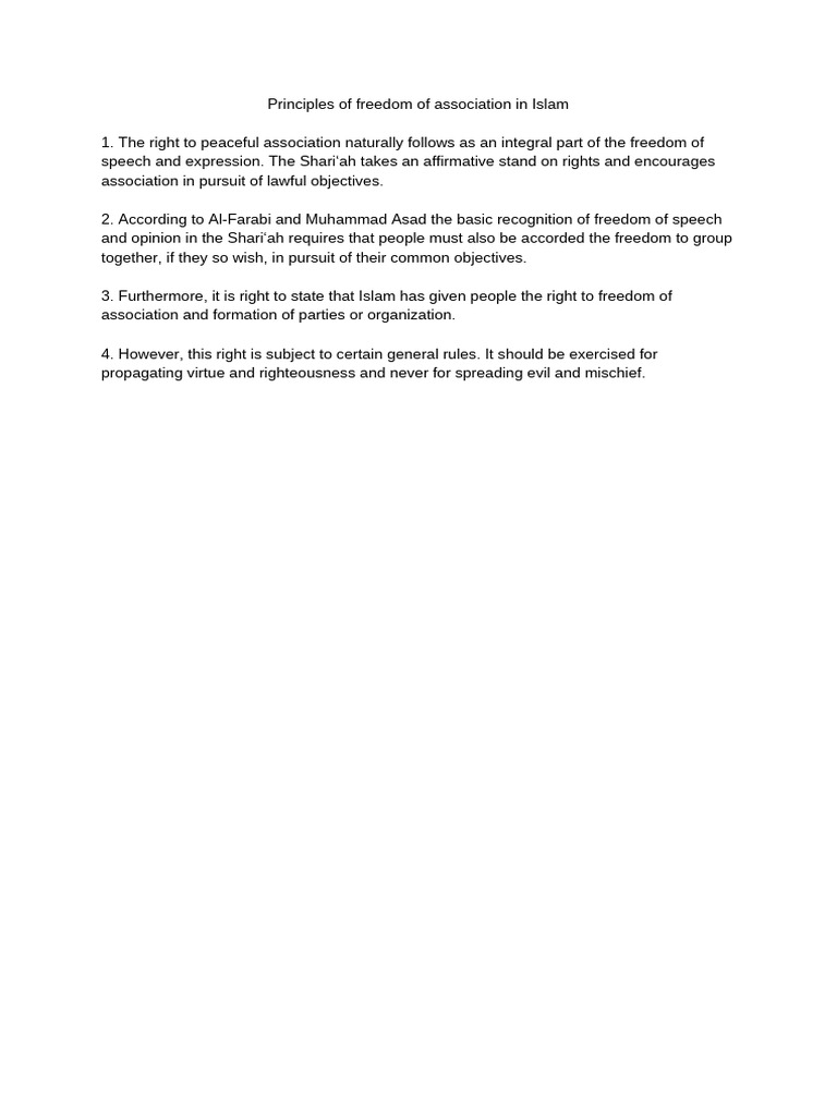 Islamic Principles of Association Rights | PDF