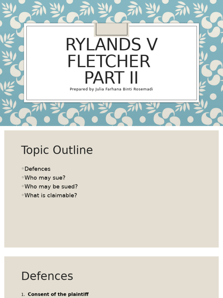Rylands V Fletcher Part II | PDF | Negligence | Common Law