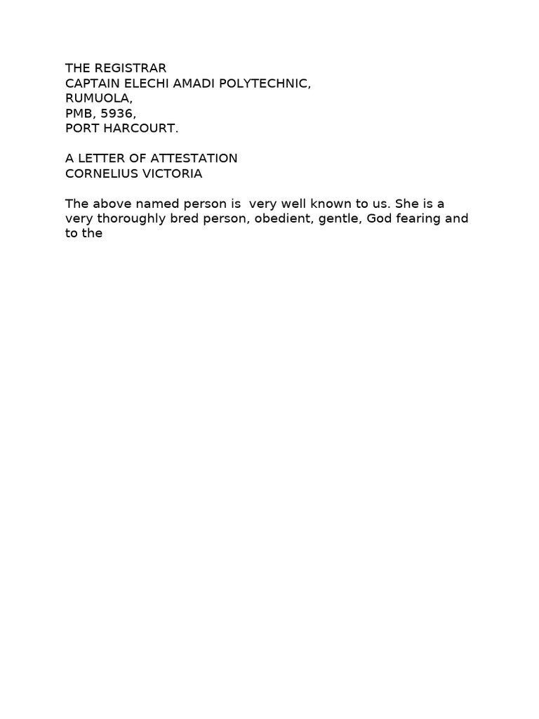 Letter of Attestation | PDF