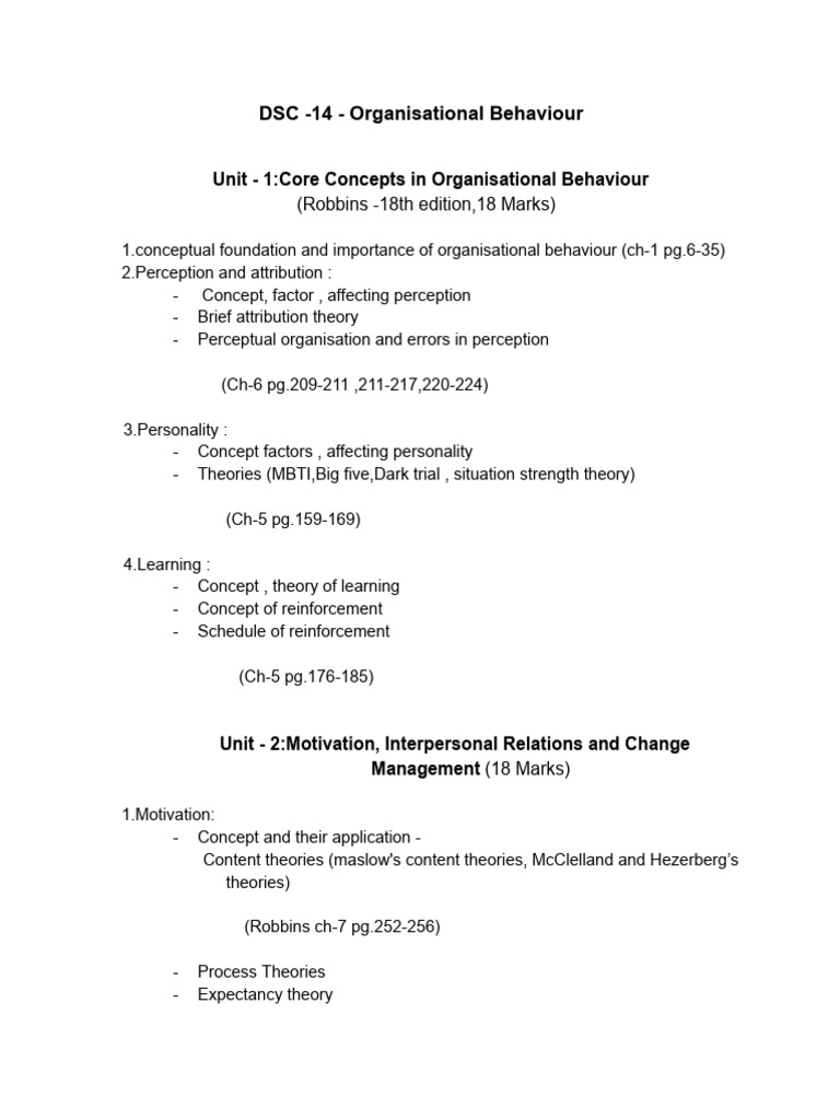 DSC - 14 - Organisational Behaviour | PDF | Organizational Behavior ...