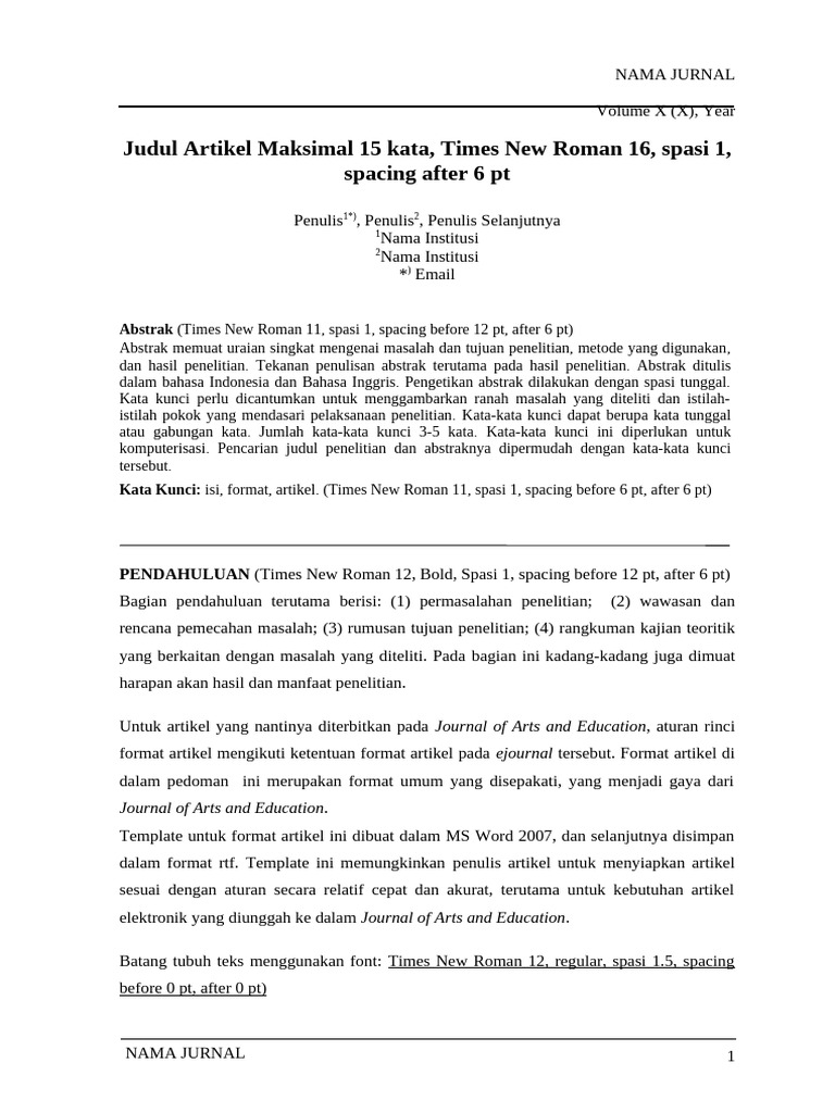 Panduan Penulisan Artikel Jurnal | PDF