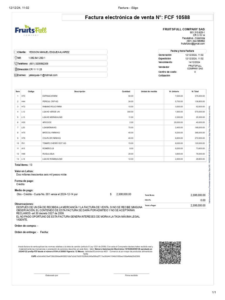 YEISSON ESQUEA (10) | PDF | Factura | Documentos empresariales
