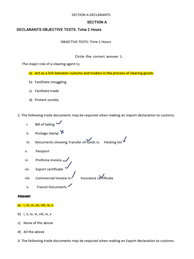 customs paper discusson answers | PDF | Bill Of Lading | Customs customs paper discusson answers | PDF | Bill Of Lading | Customs