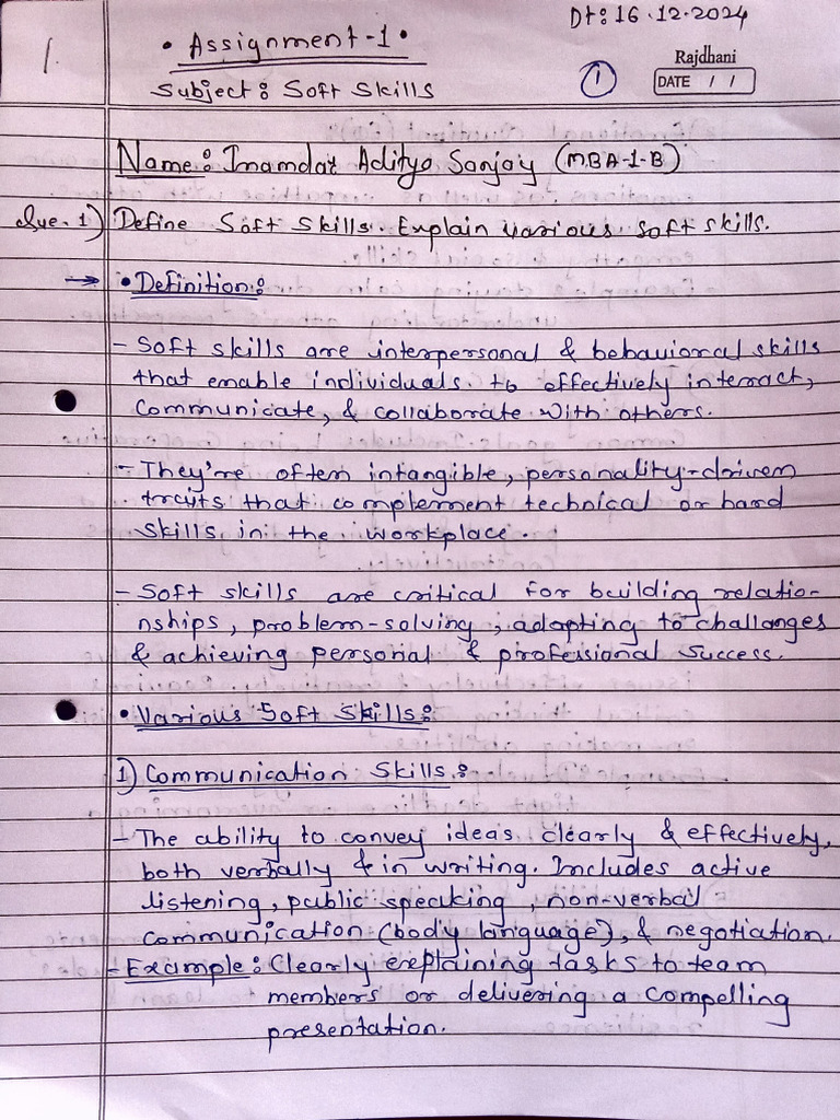 Soft Skills 1 Assignment | PDF