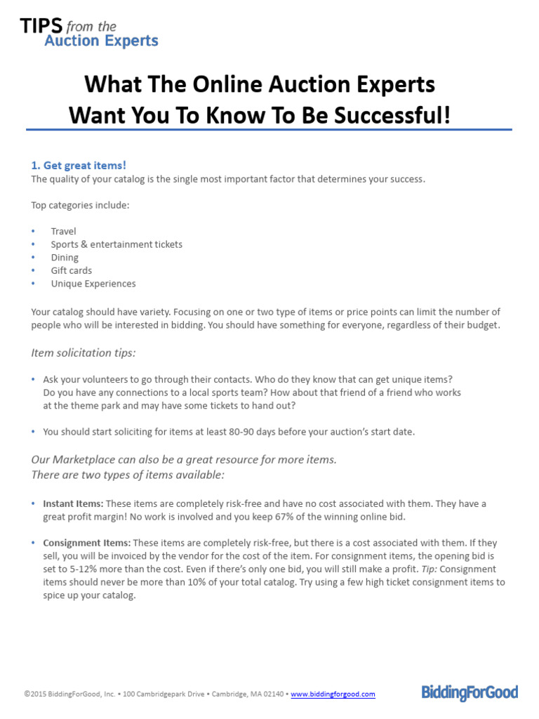 Tips-From-The-Experts | PDF | Auction | Marketing