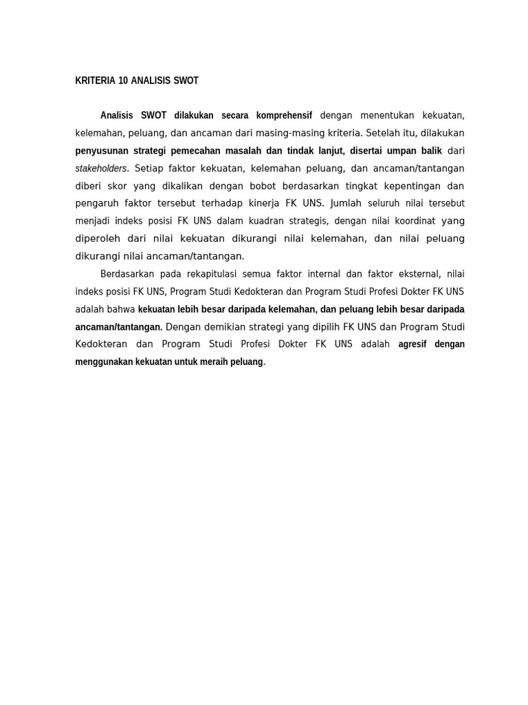 Led - Kriteria 10-Analisis Swot PSK-PSPD - 091124 | PDF