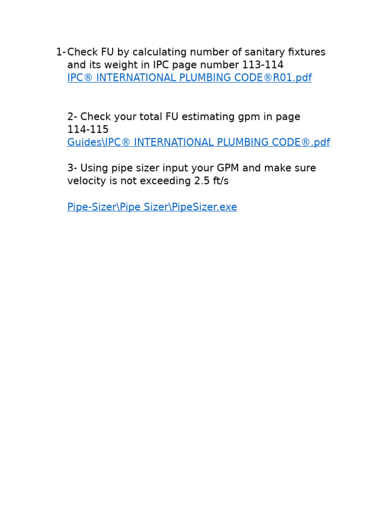 Water Pipe Sizing | PDF