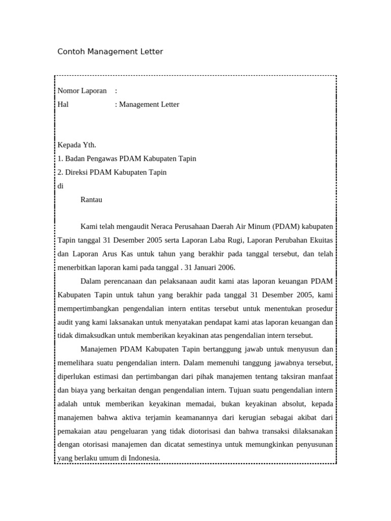 Contoh Management Letter | PDF