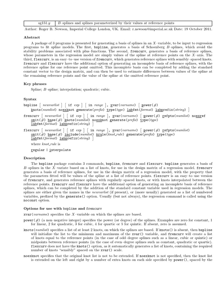 bspline | PDF | Spline (Mathematics) | Regression Analysis