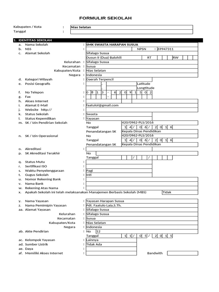 Formulir Sekolah | PDF