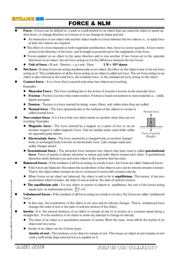 Basic Physics Grade 9 Chapter 3 - Force and NLM | PDF | Force | Inertia