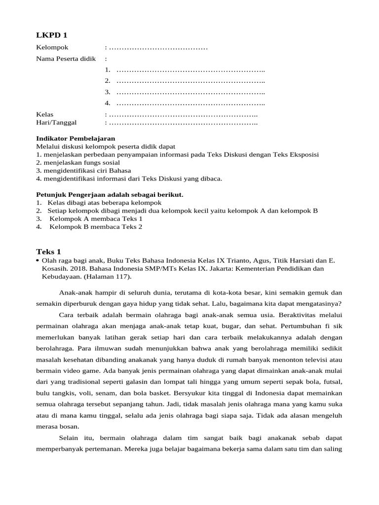 LKPD Teks Diskusi | PDF