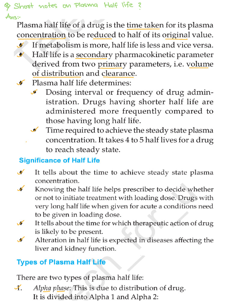 Plasma Half Life | PDF