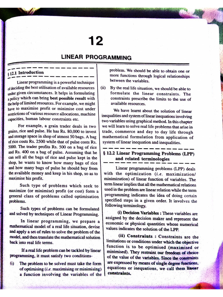 Nutan Chapter 12 (Linear Programing) | PDF