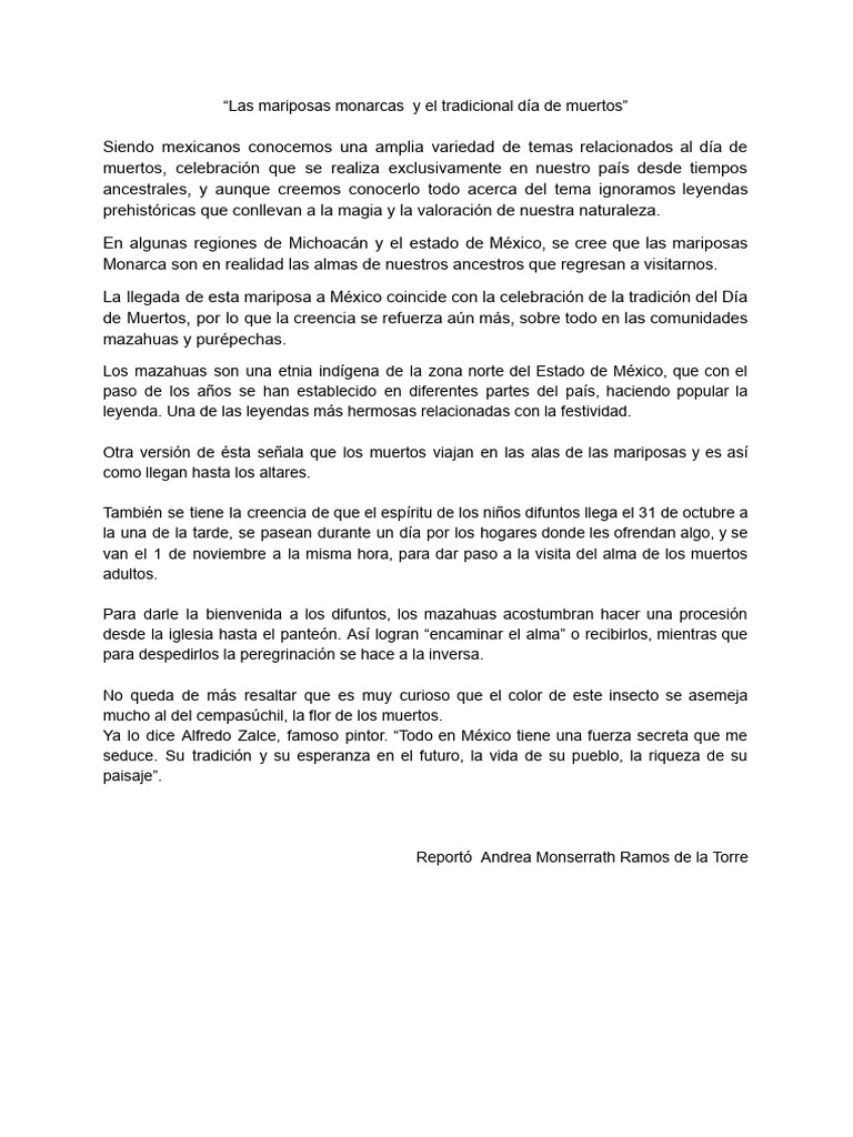 Mariposas Monarca y Día de Muertos | PDF