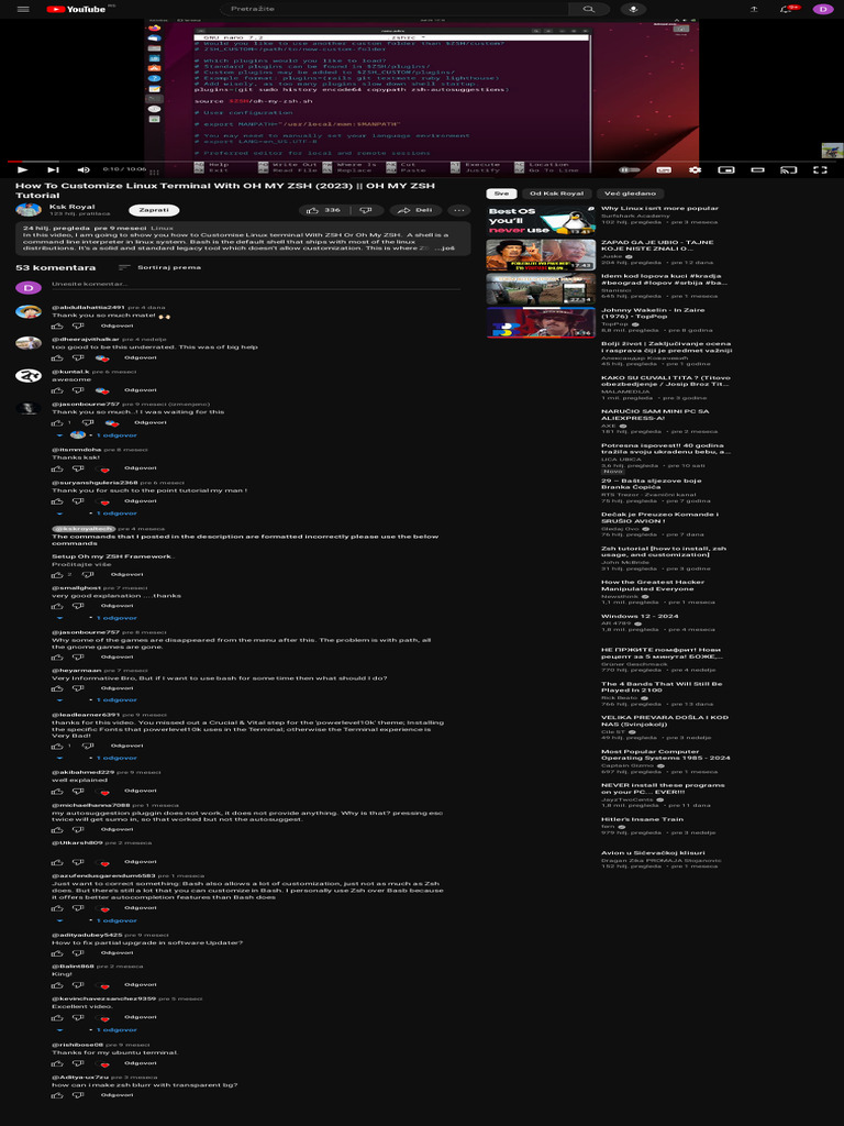 (206) How To Customize Linux Terminal With OH MY ZSH (2023) | PDF | Computing | Free Software