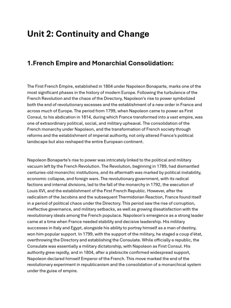 UNIT 2 HISTORY OF MODERN Europe DU | PDF | Napoleon | First French Empire
