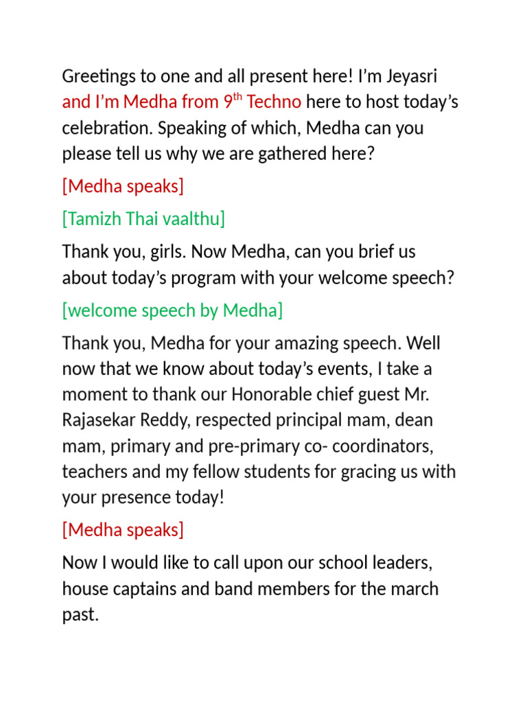 Sports Day MC Speech | PDF