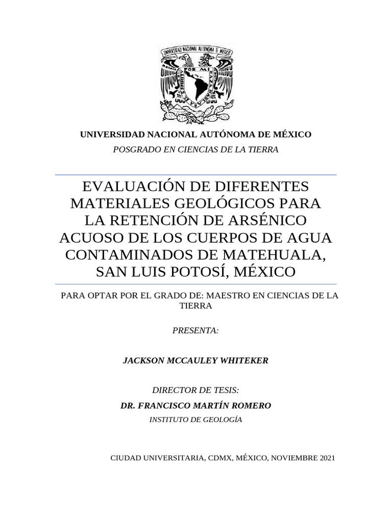 TESIUNAM Eval Materiales Geol Retención as Agua Matehuala SLP (1) | PDF ...