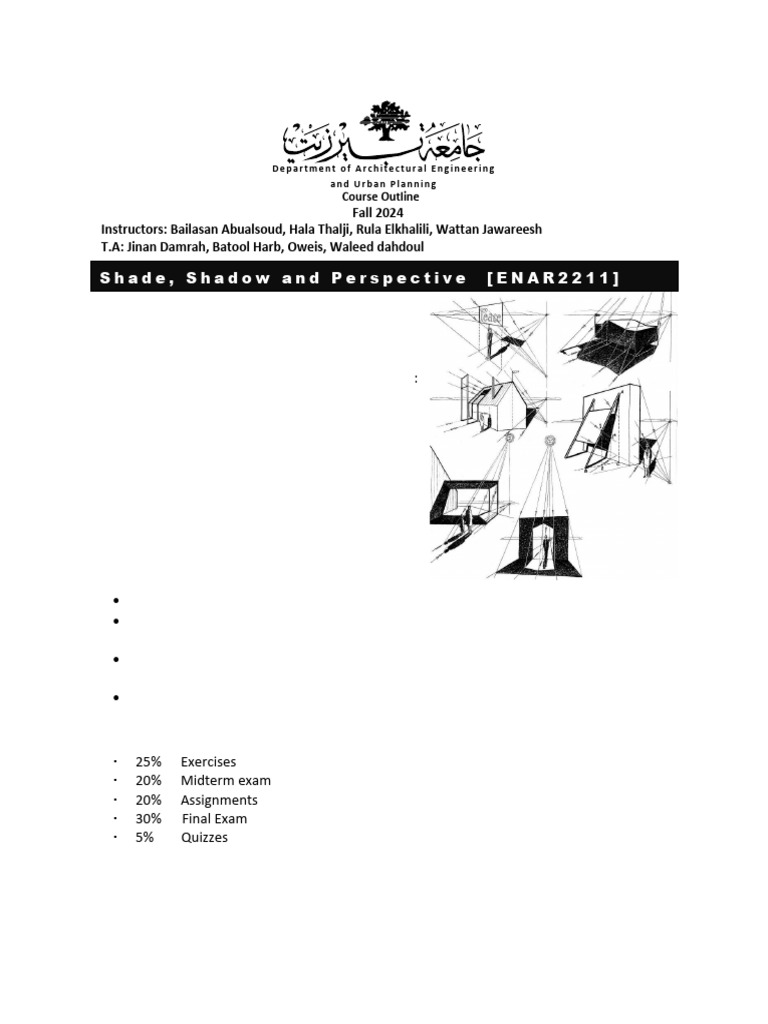 Shade Shadow and Perspective Outline Fall 2024 | PDF | Drawing