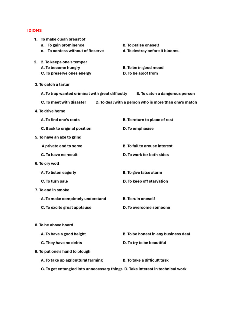 English Practice Set - Aug 12 | PDF