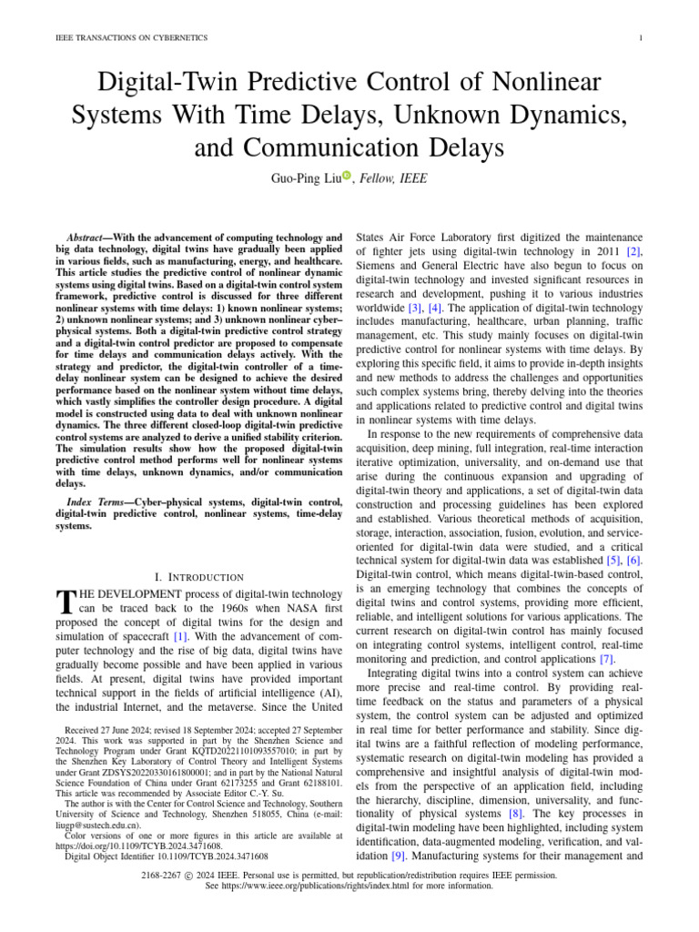 Digital-Twin Predictive Control of Nonlinear Systems With Time Delays- Unknown Dynamics- and ...
