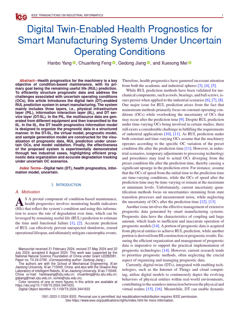 Digital Twin-Enabled Health Prognostics for Smart Manufacturing Systems Under Uncertain ...