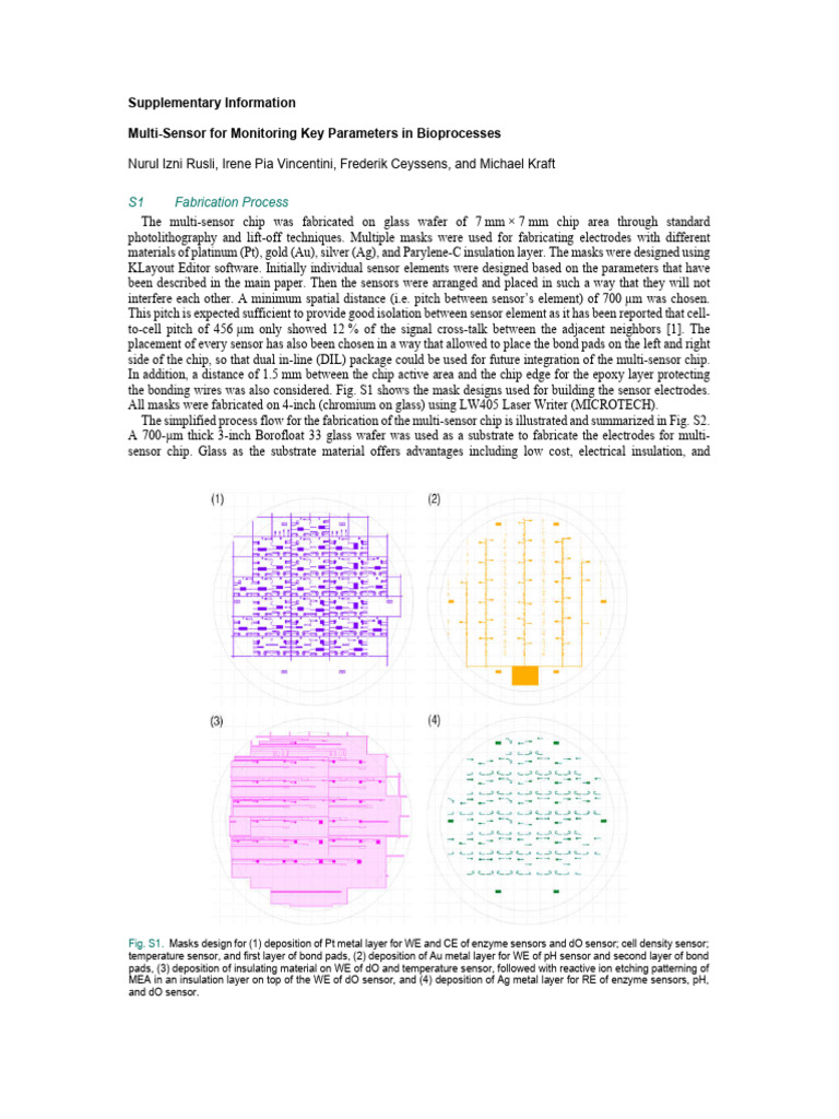 Multi-Sensor Chip For Monitoring Key Parameters in Bioprocesses | PDF ...