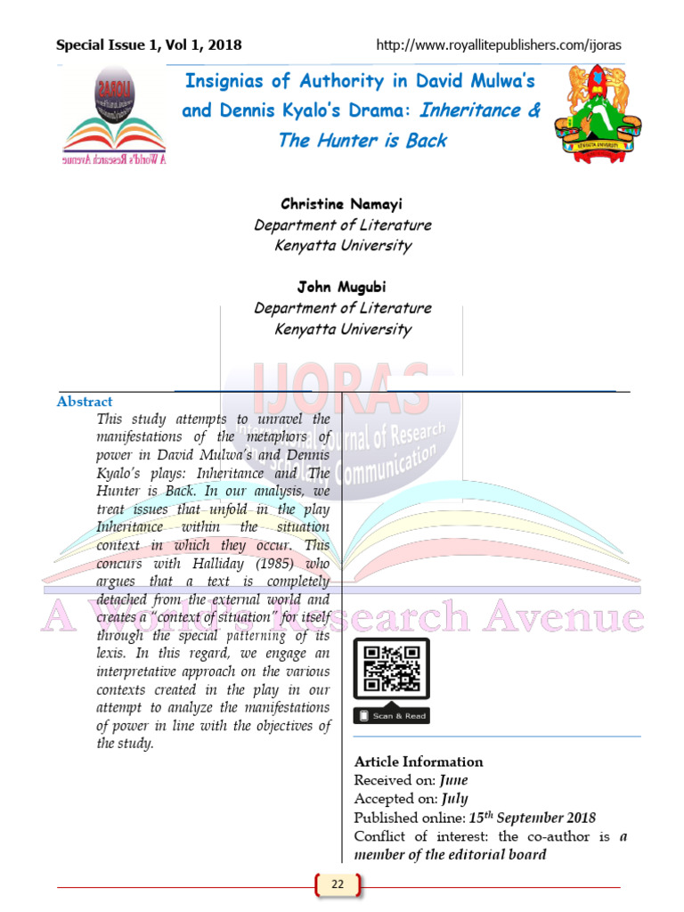 Royallit, Insignias of Authority in David Mulwa’s and Dennis Kyalo’s ...