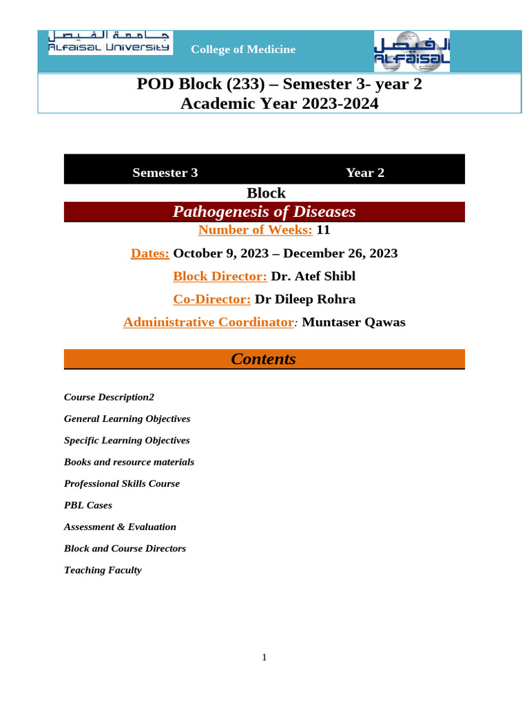 POD BOOKLET As Appears On Moodle Fall 2023 | PDF | Bacteria | Inflammation