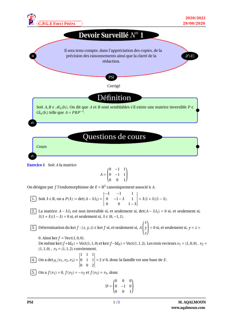 Propriétés de la trace des matrices | PDF | Matrice (Mathématiques ...