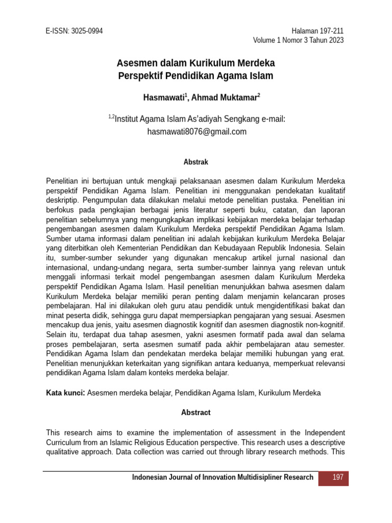 Asesmen Dalam Kurikulum Merdeka Perspekt | PDF