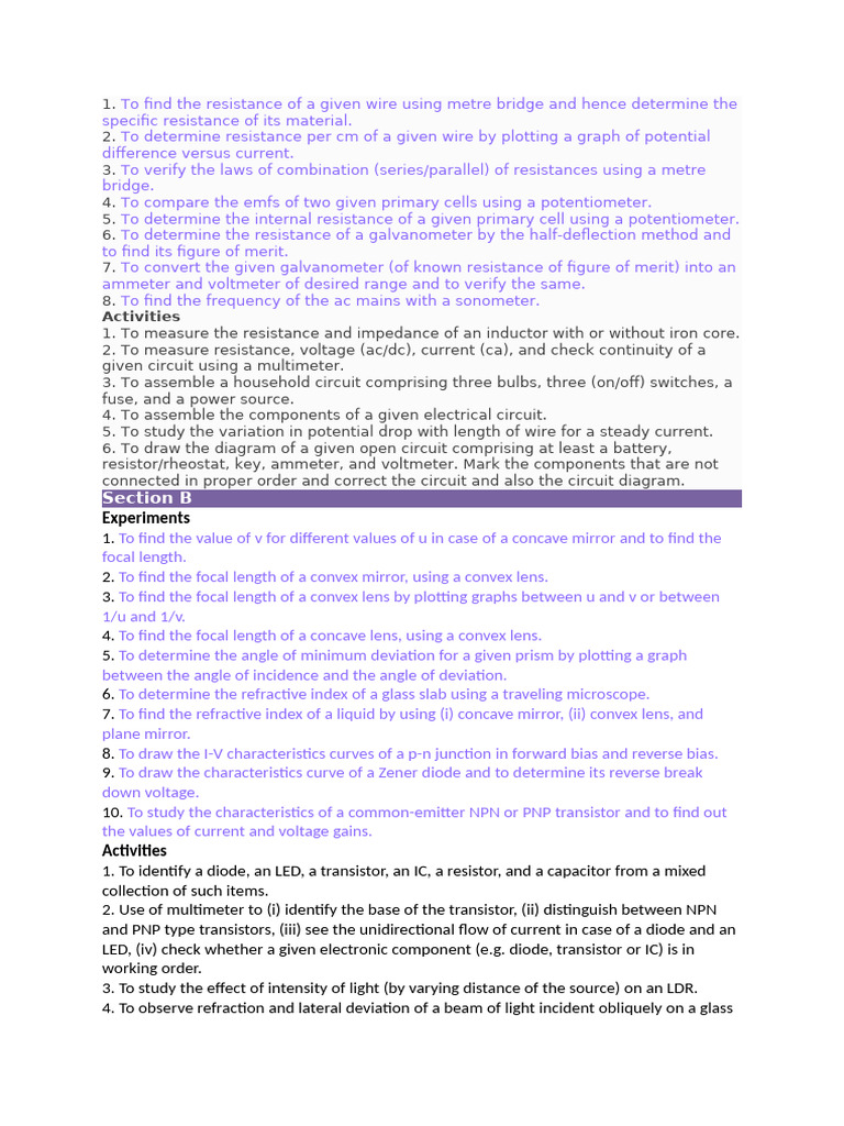 Physics Practical Class 12 | PDF | Electrical Engineering | Electricity