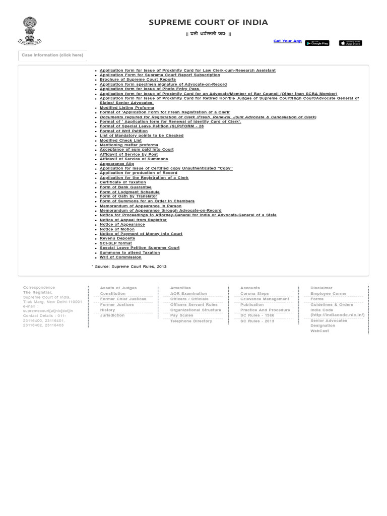Supreme Court Application Forms Guide | PDF | Advocate | Law Clerk