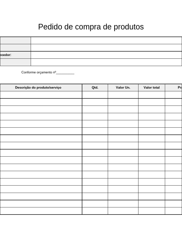 Modelo de Pedido de Compra | PDF